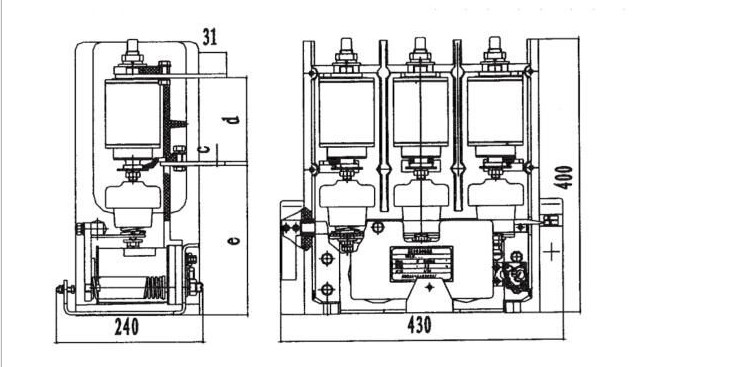 Electric Vacuum Contactor Unit , Ac Power Contactor For Metallurgy ...